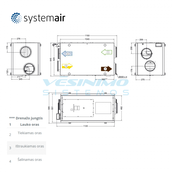 Rekuperatorius Systemair SAVE VSR 500